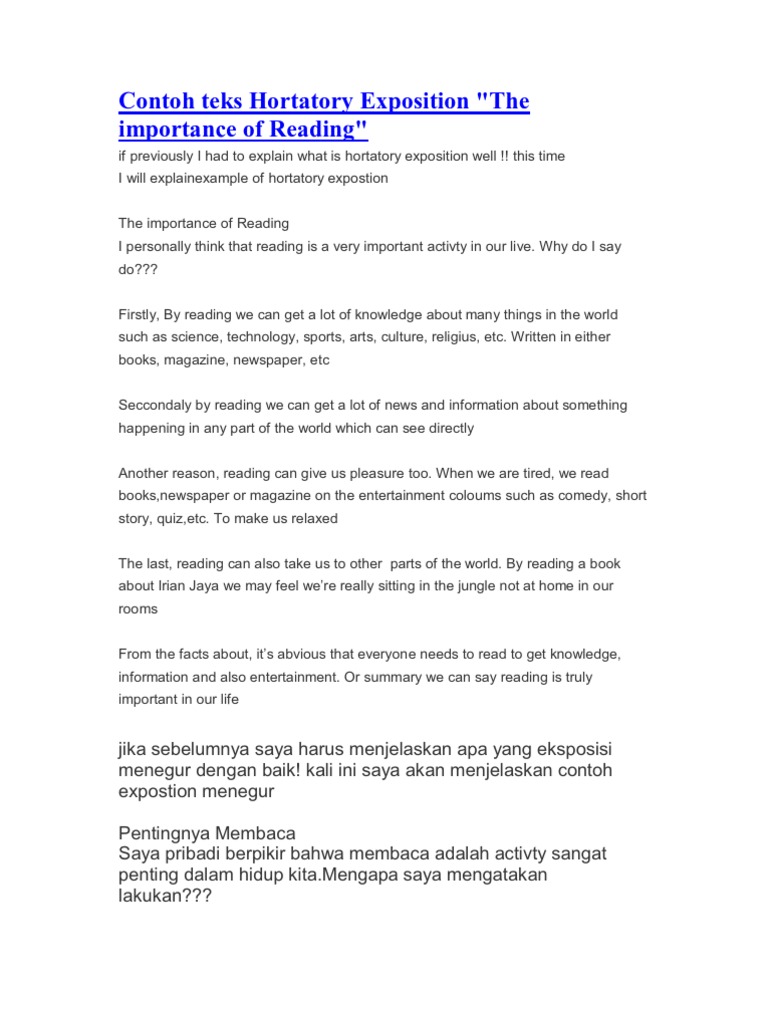 Contoh Teks Hortatory Exposition | PDF
