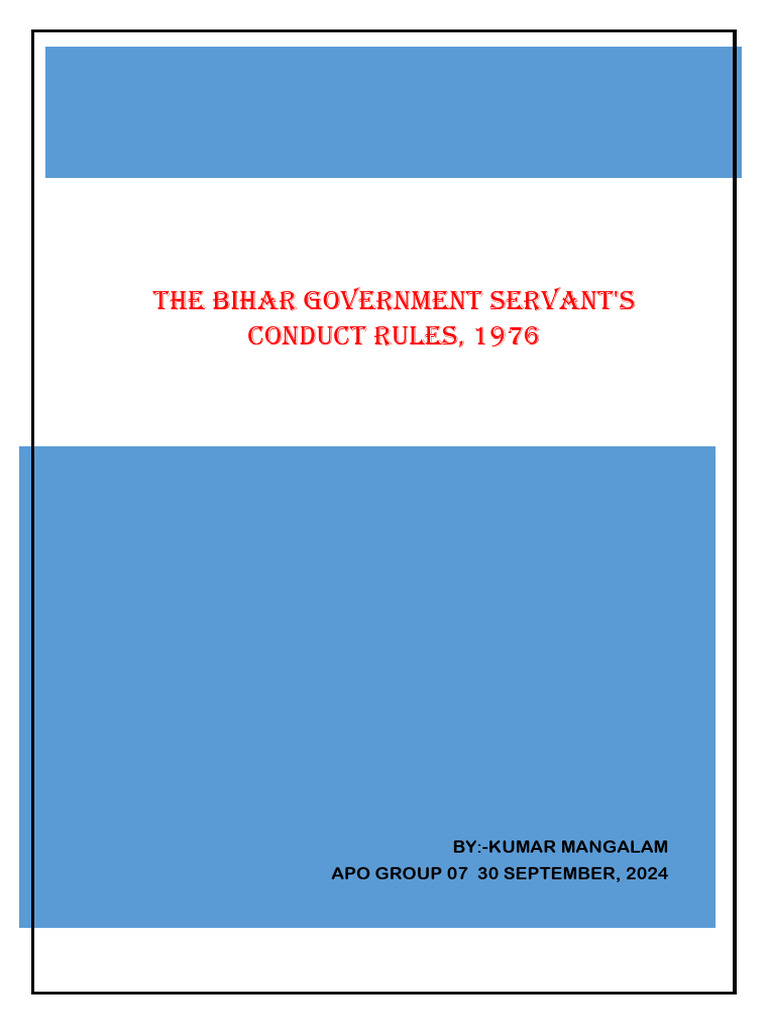 The Bihar Government Servant's Conduct Rules, 1976 | PDF