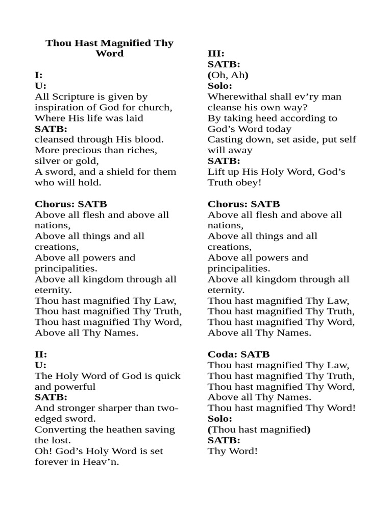 Thou Hast Magnified Thy Word | PDF