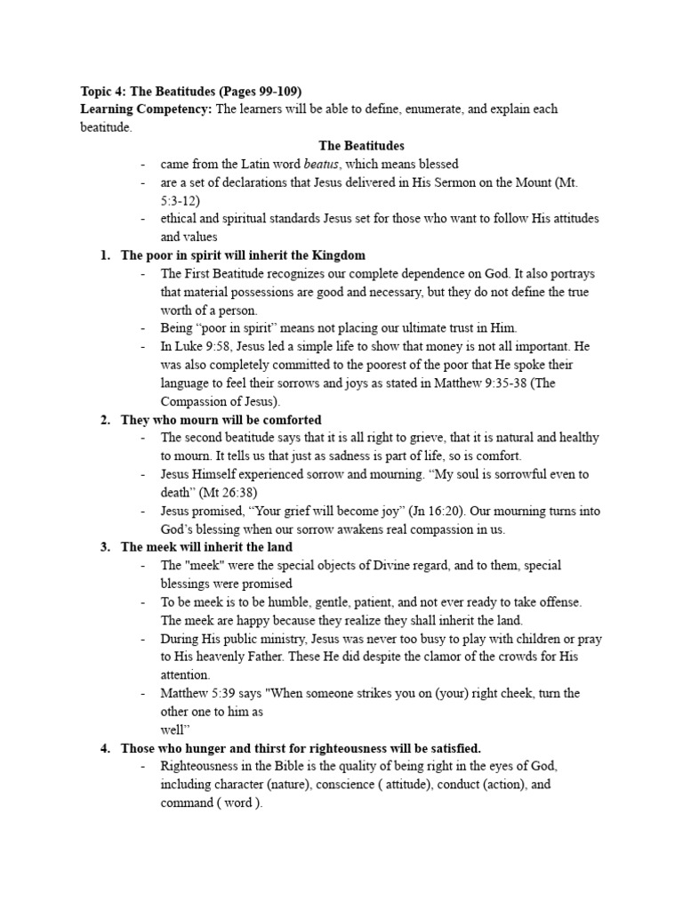 The-8-Beatitudes-TOPIC-4 | PDF