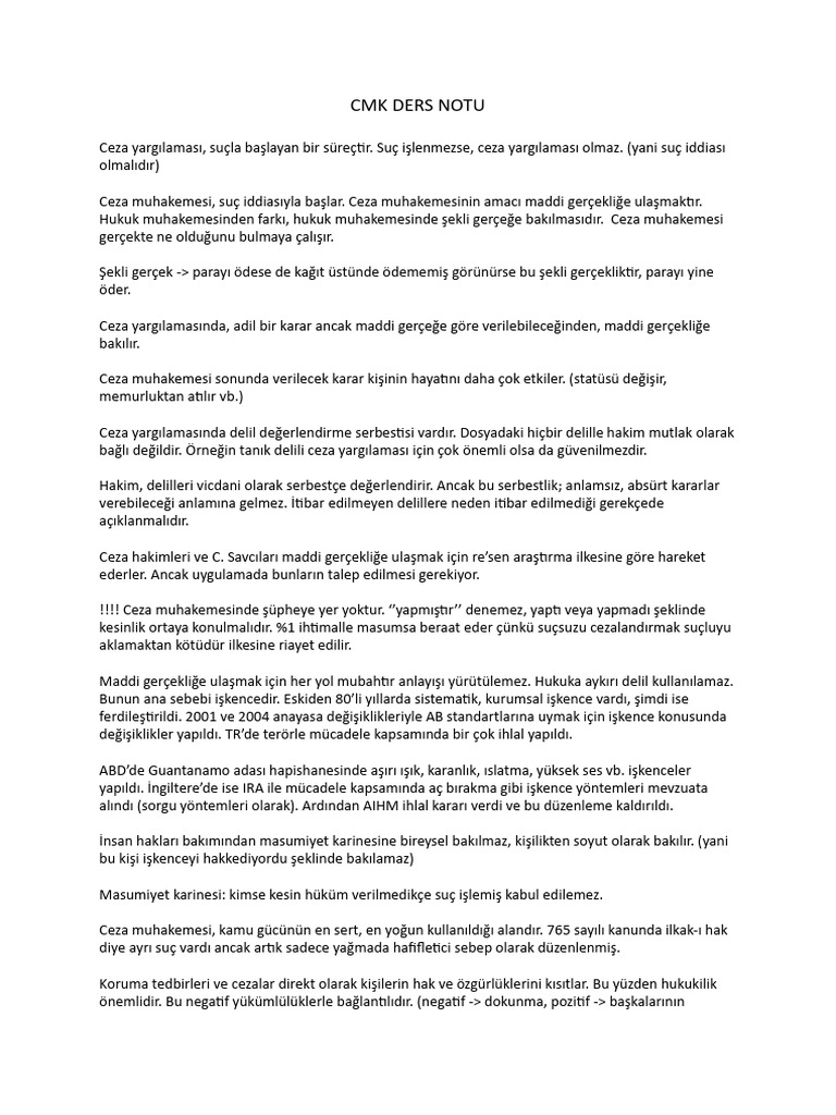 CMK Ders Notu | PDF