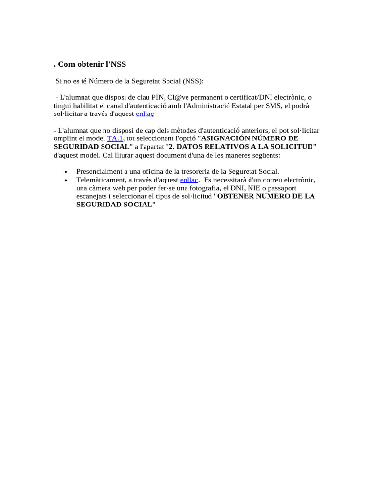 Com Obtenir El NASS | PDF