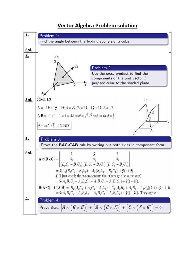 Vector Algebra Problem solution | PDF