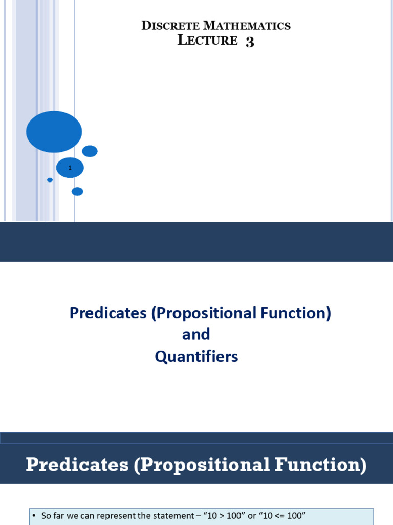 Lecture 3 Predicates Quantifier | PDF