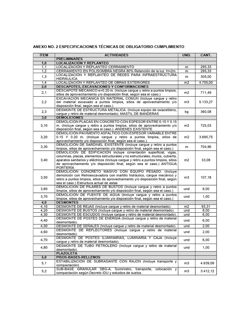 1 Anexo 2 Especificaciones Tecnicas | PDF