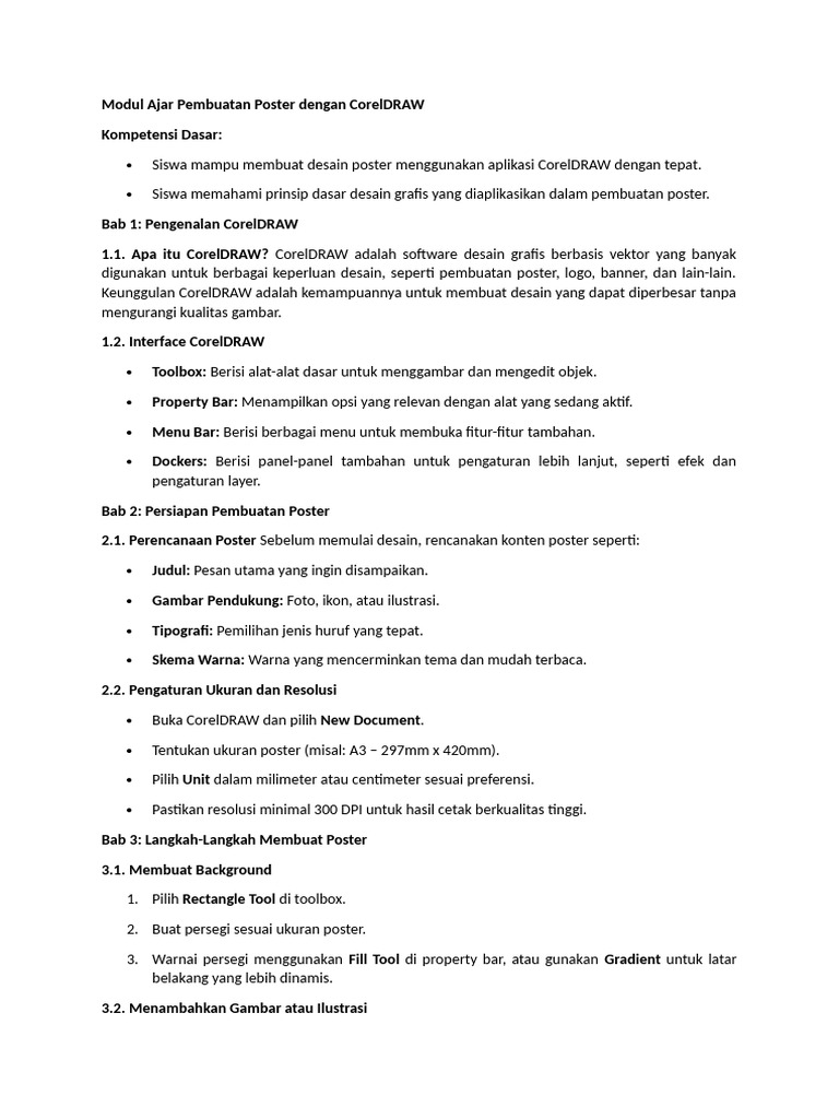 Modul Ajar Pembuatan Poster Dengan CorelDRAW | PDF