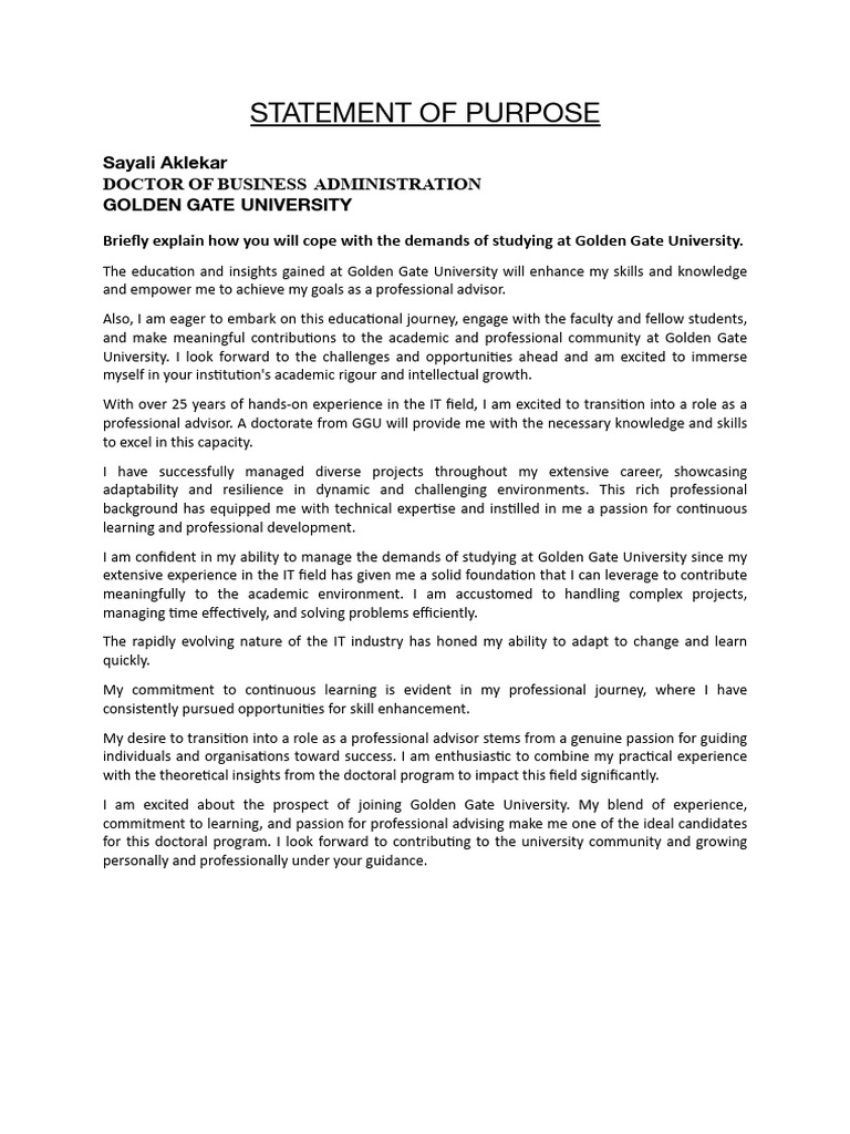 Statement of Purpose | PDF