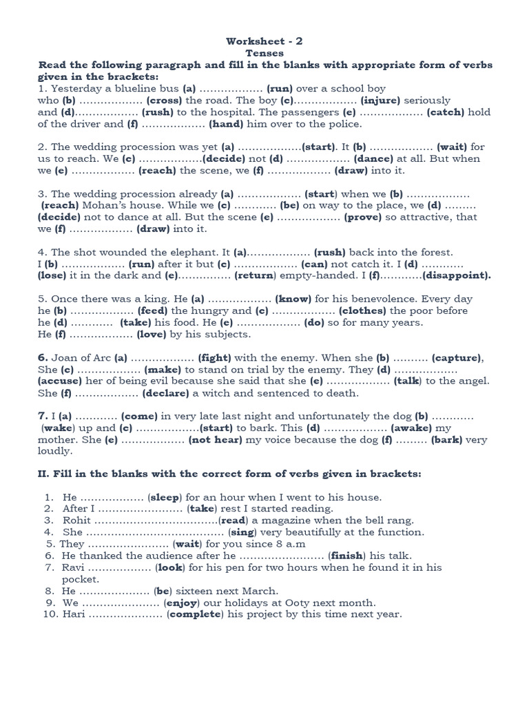 Tenses WS 2 | PDF