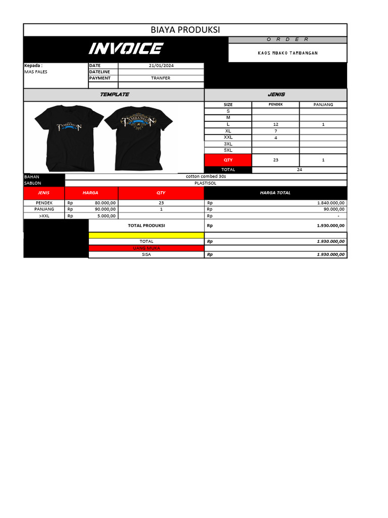 Invoice Mbako Tambangan | PDF