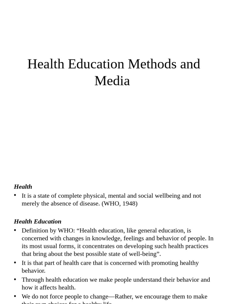 Health Education Methods and Media | PDF