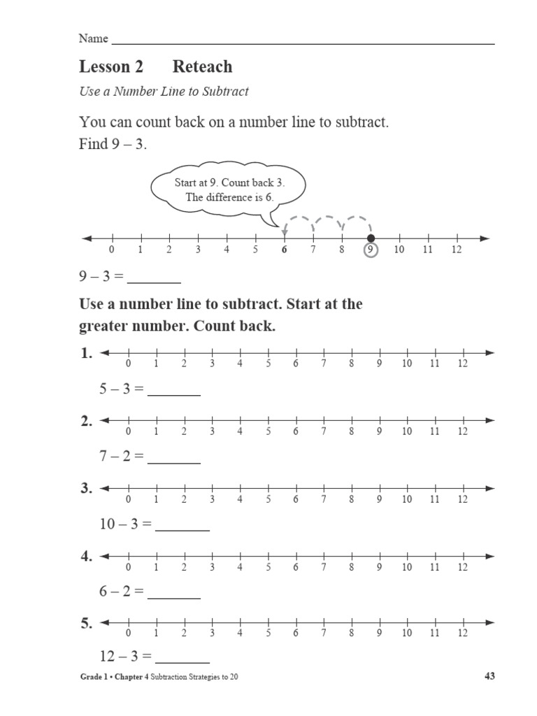 Number Line Substraction Sheet | PDF