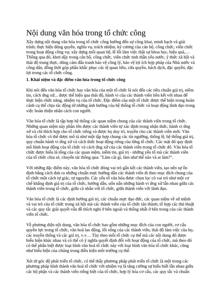 N I Dung Văn Hóa Trong T CH C Công | PDF