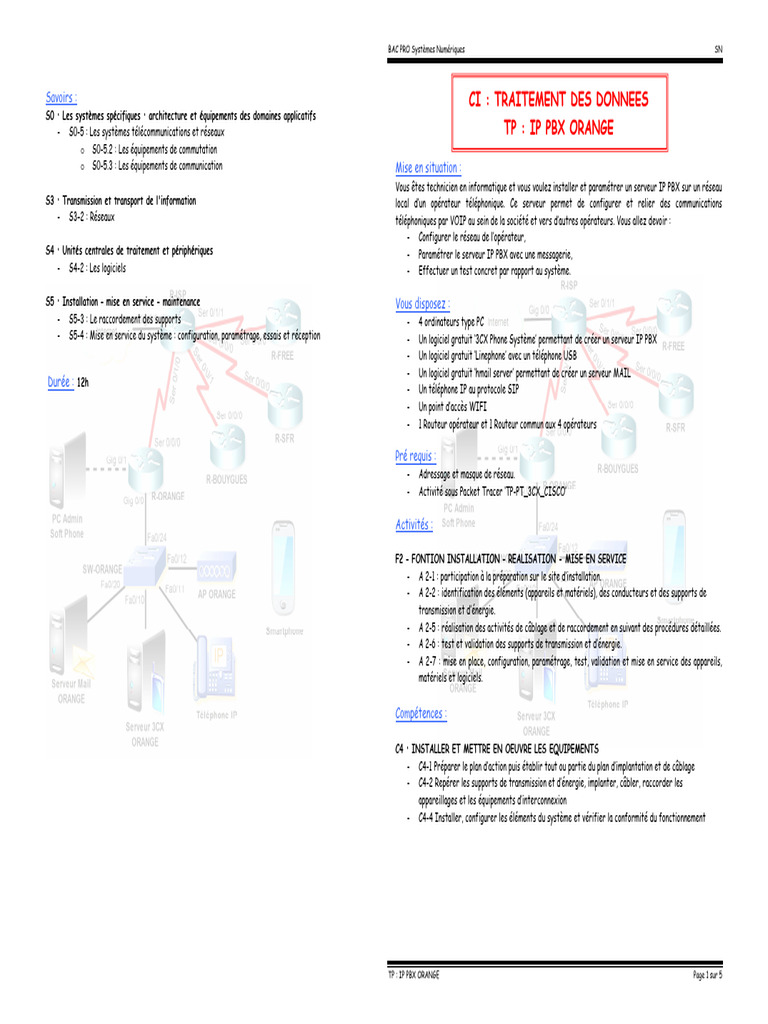 Installer Et Parametrer Un Serveur Ip PBX Dun Operateur Telephonique | PDF