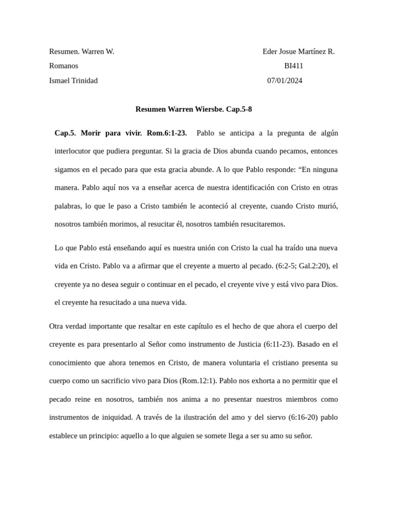 Resumen 2 de Romanos | PDF