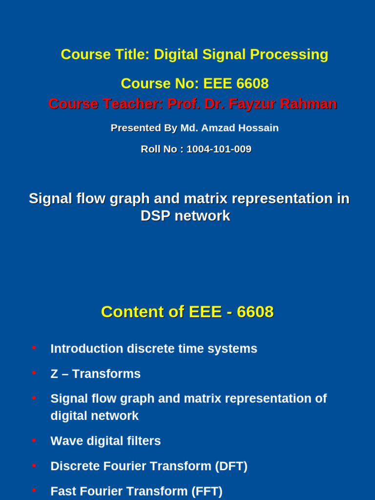 SFG and Matrix Representation DSP Network | PDF