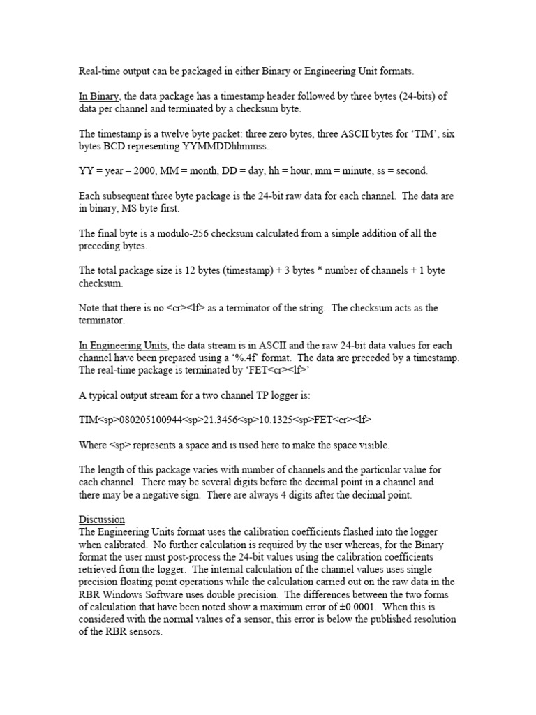 Realtime Output Formats | PDF