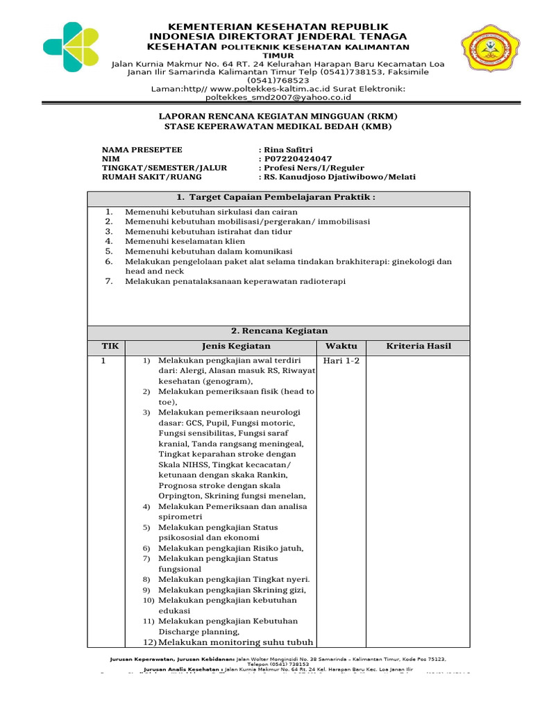 RKM KMB Minggu 1 Ema | PDF