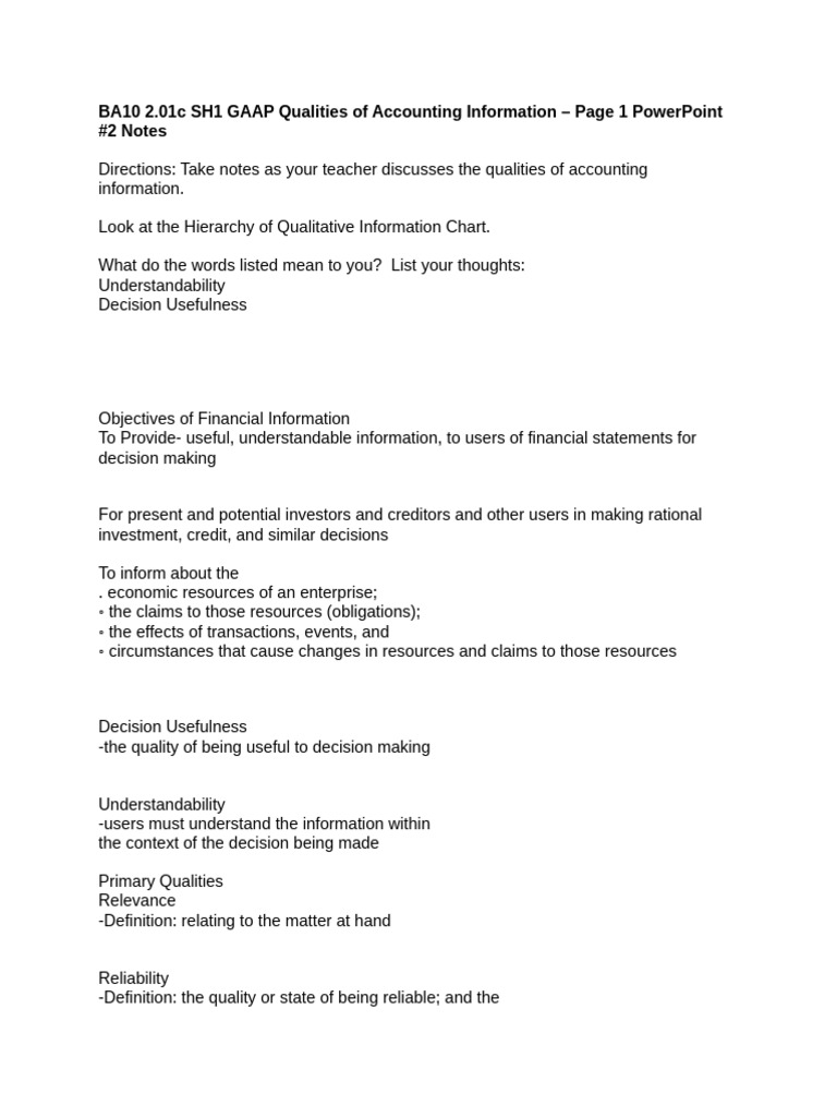 2.01c GAAP Qualities | PDF