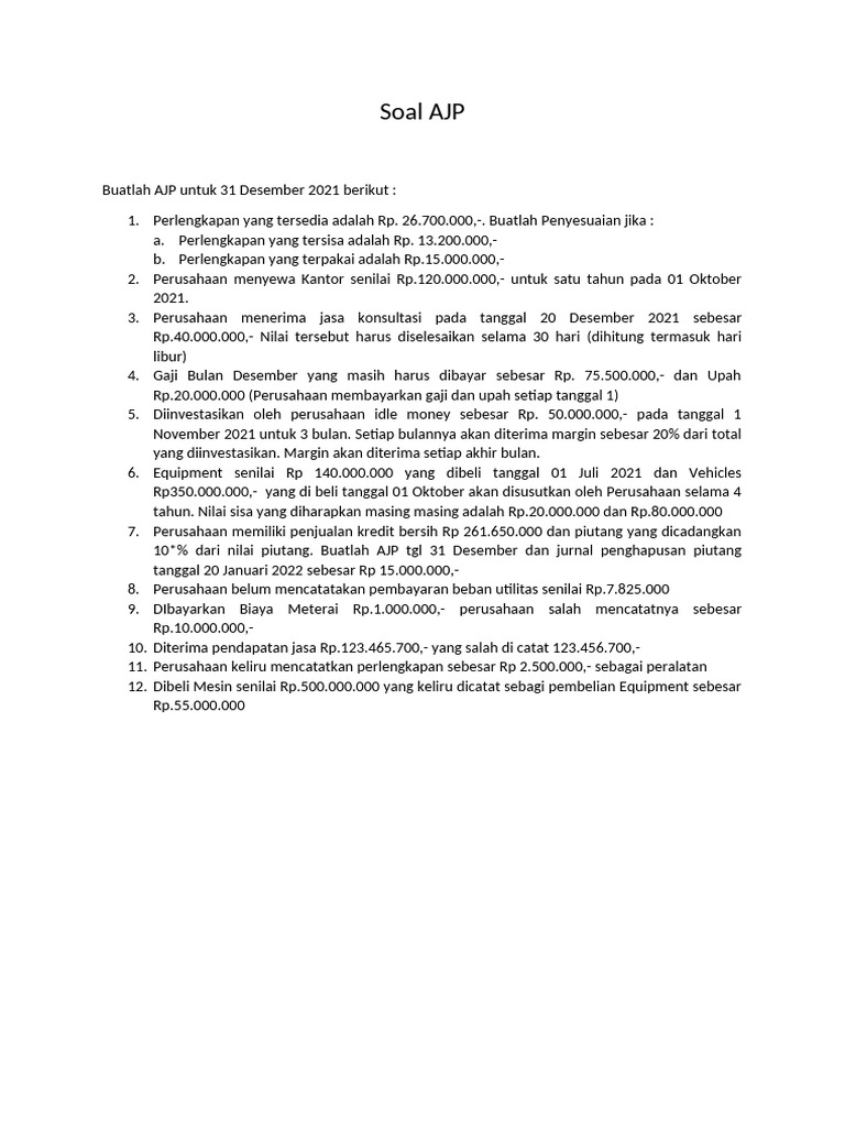 AJP dan Penyesuaian Akuntansi 2021 | PDF | Pengelolaan Keuangan & Uang