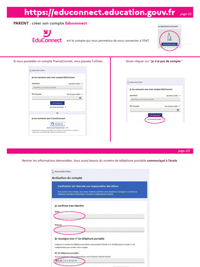 Educonnect - Tutoriel Creation Compte | PDF