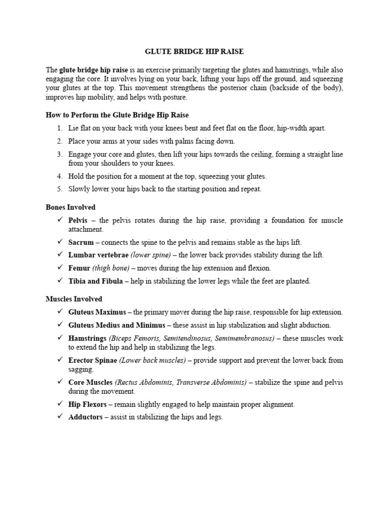 Glute Bridge Hip Raise | PDF