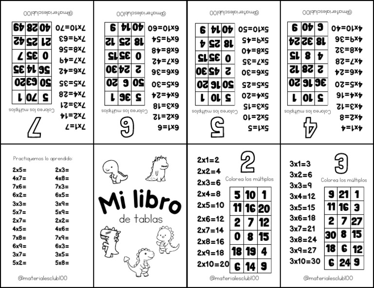 Mini Libro Tablas 2 Al 7 | PDF