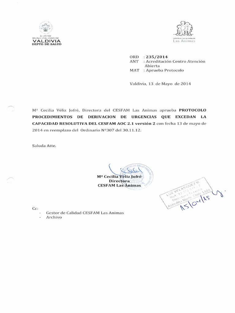 Aoc 2.1 Obligatoria Derivacion Urgencias Que Exceden Capacidad Resolutiva Del Centro | PDF