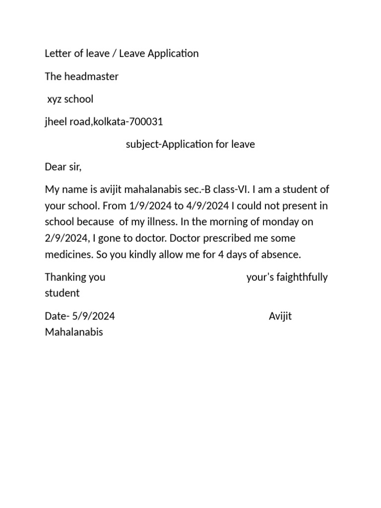 Letter Writting to the Headmaster | PDF