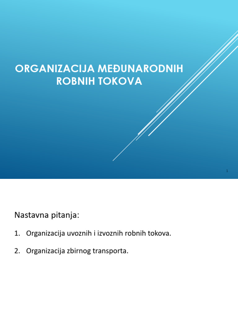 T - 10 Organizacija Medjunarodnih Robnih Tokova | PDF