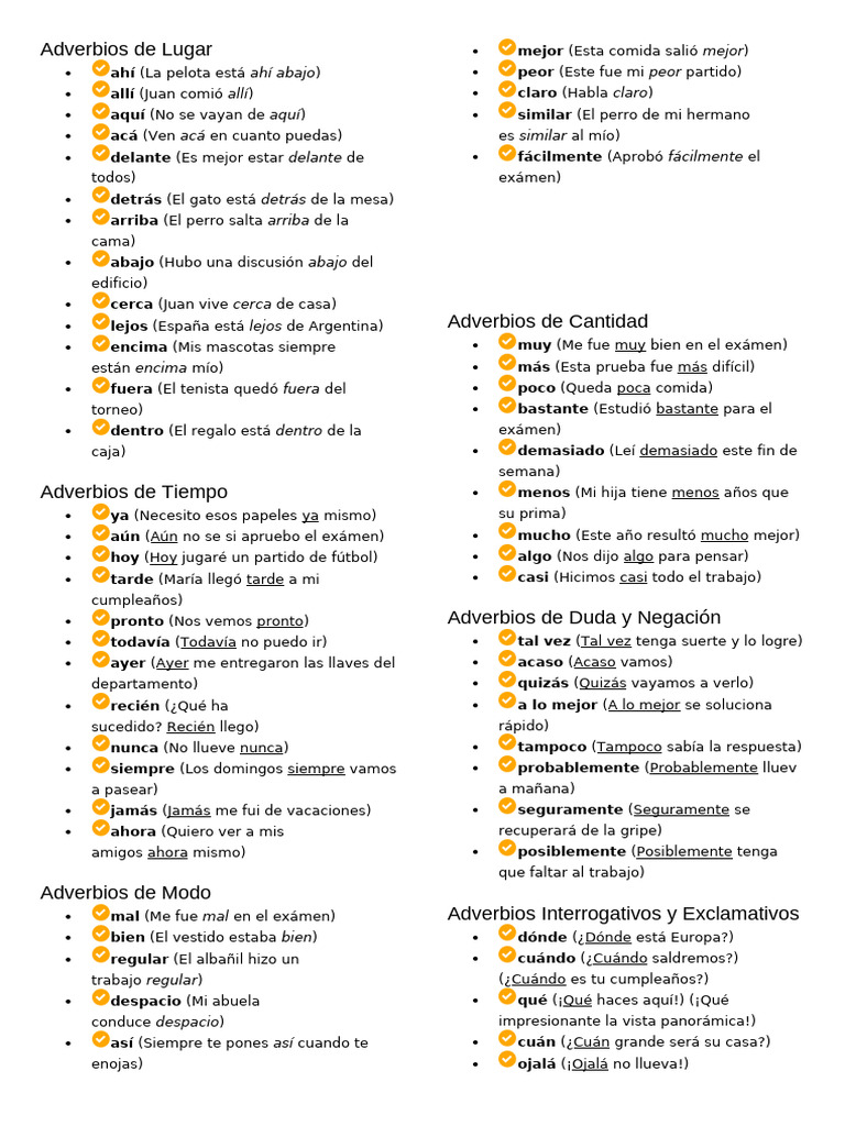Adverbios de Lugar | PDF