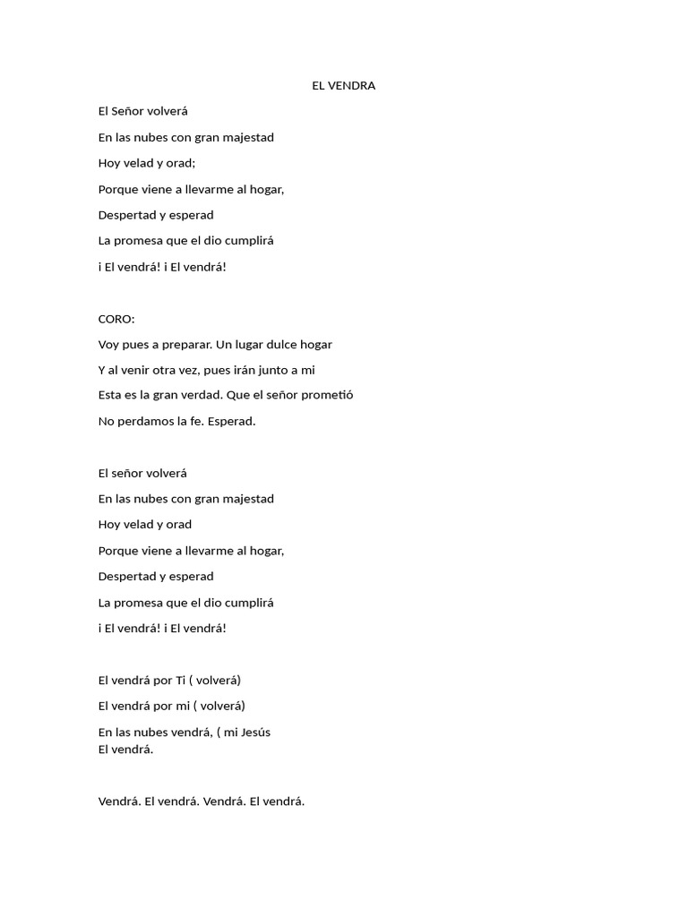 El Vendra Letra | PDF