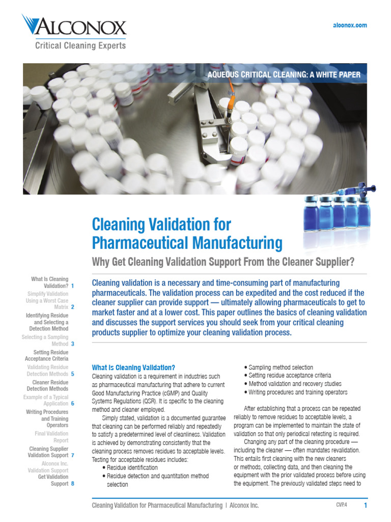 Pharmaceutical Cleaning Validation Guide | PDF | Verification And Validation | Business