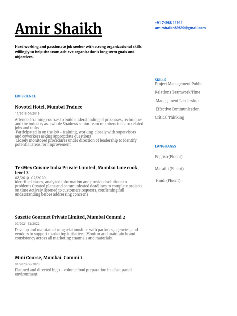 Resume of Amir Shaikh., | PDF