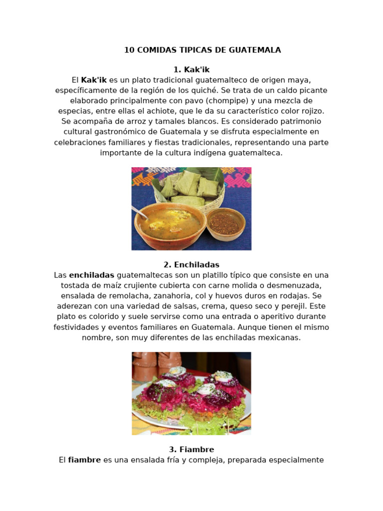 10 Comidas Tipicas de Guatemala | PDF