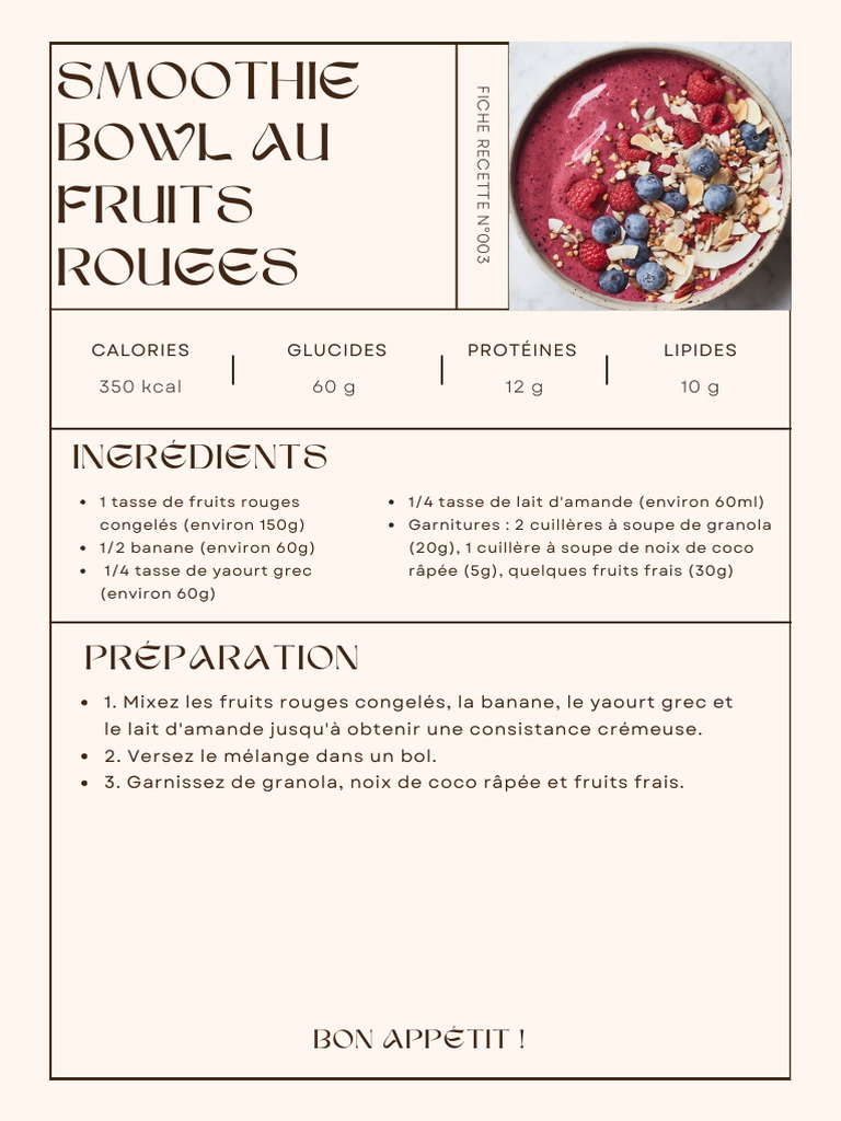 Smoothie Bowl aux Fruits Rouges | PDF