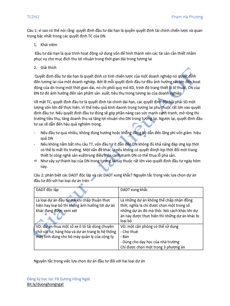 Lý thuyết TCDN2 | PDF