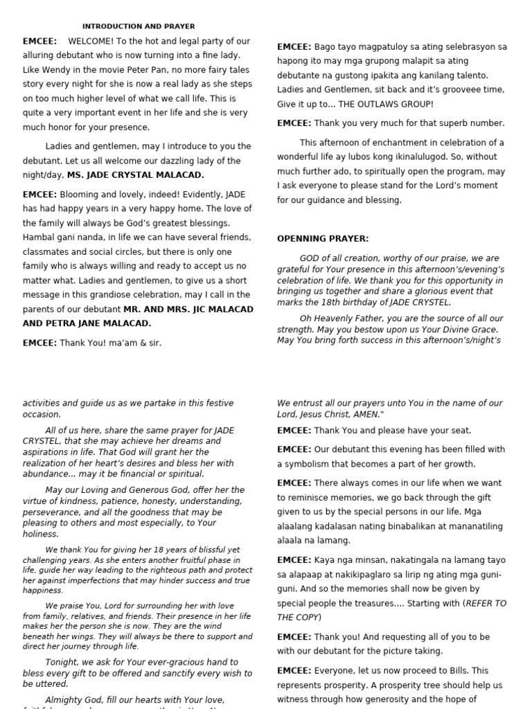 script for 18th birthday | PDF