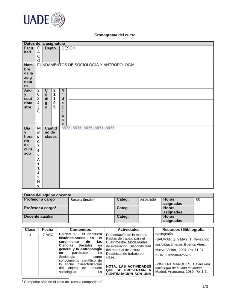 Cronograma 2C 2024 - Mierc | PDF | Sociología | Ciencias sociales