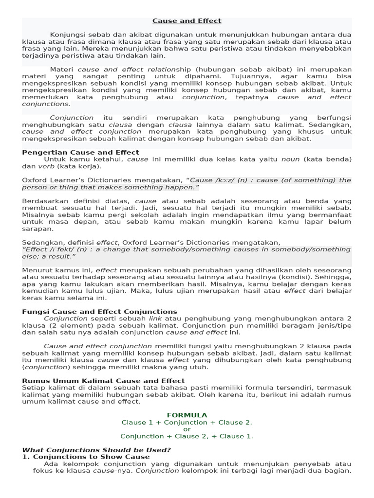 Materi Kelas Xii Ganjil Cause and Effect | PDF