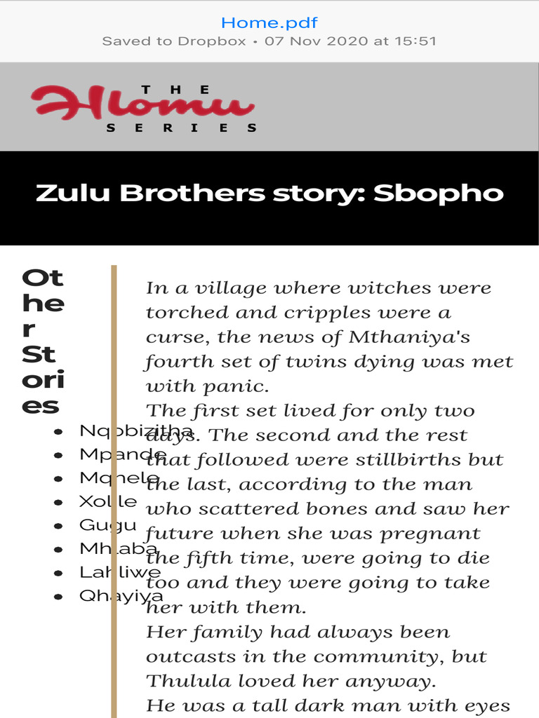 Zulu Brothers Story | PDF