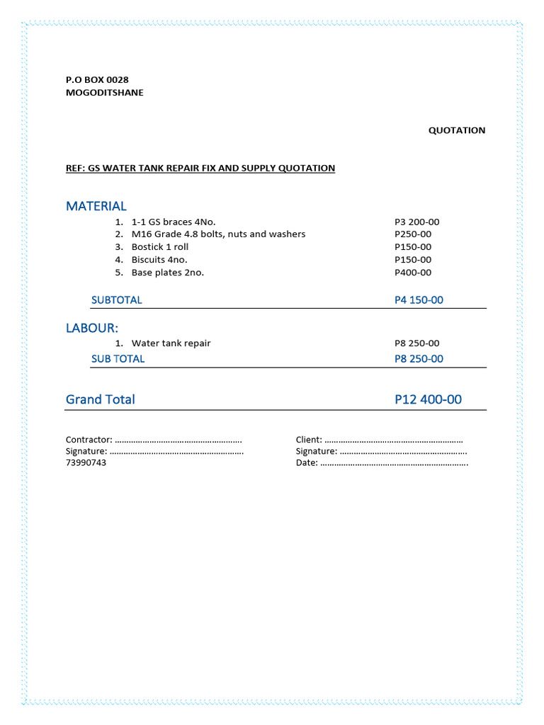 Gaone Repair Quotation | PDF