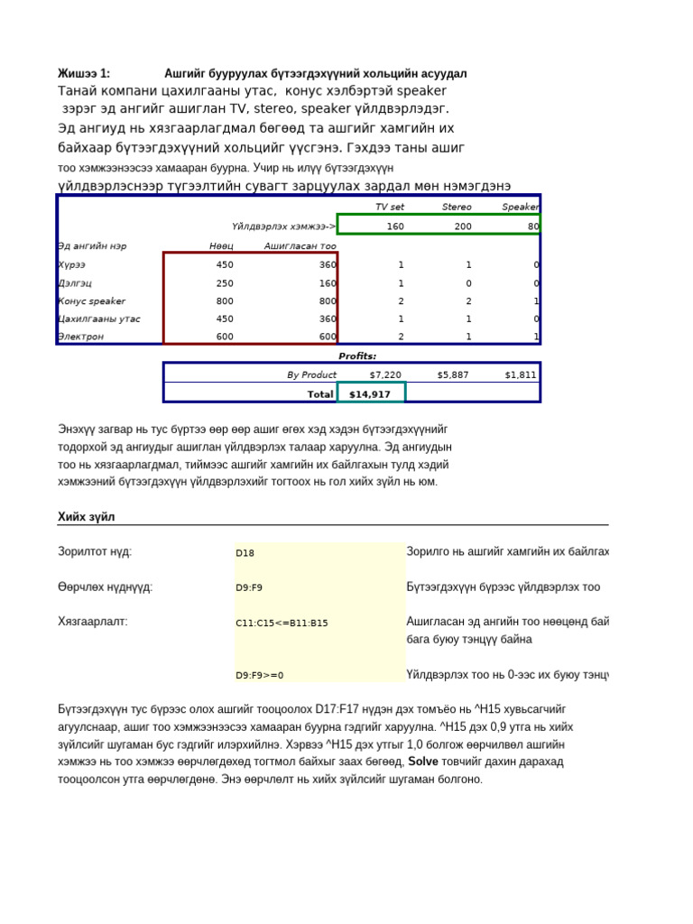 Solver Example | PDF