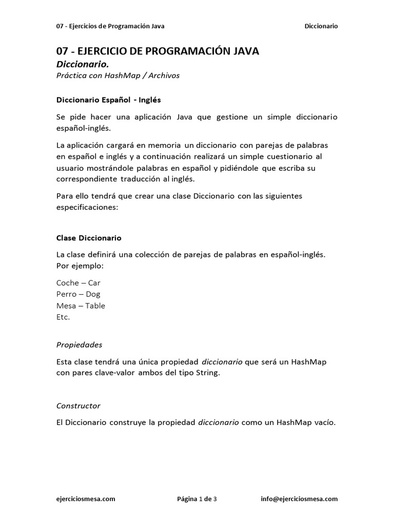 Ejercicio-Java-07-Diccionario | PDF Ejercicio-Java-07-Diccionario | PDF
