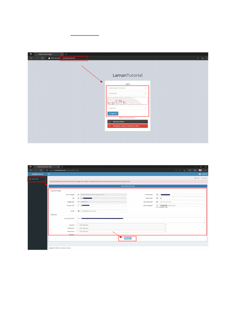 Juknis Update Data Pribadi Tutor | PDF