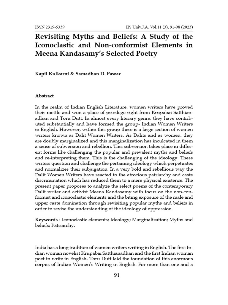 Revisiting Myths and Beliefs: A Study of The Iconoclastic and Non ...