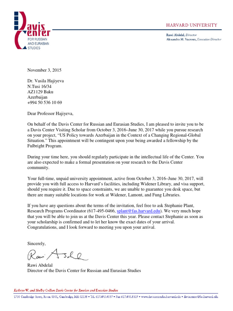 Harvard Invitation Letter | PDF