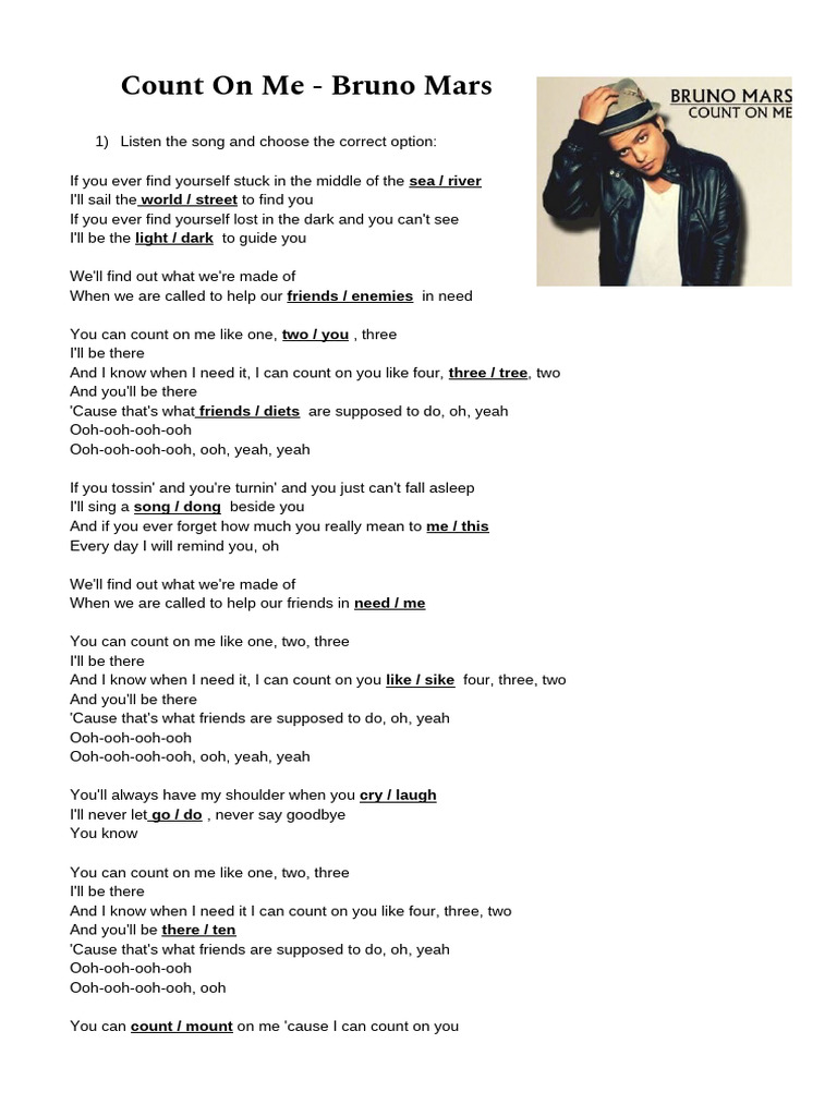 Count On Me - Bruno Mars A1 | PDF