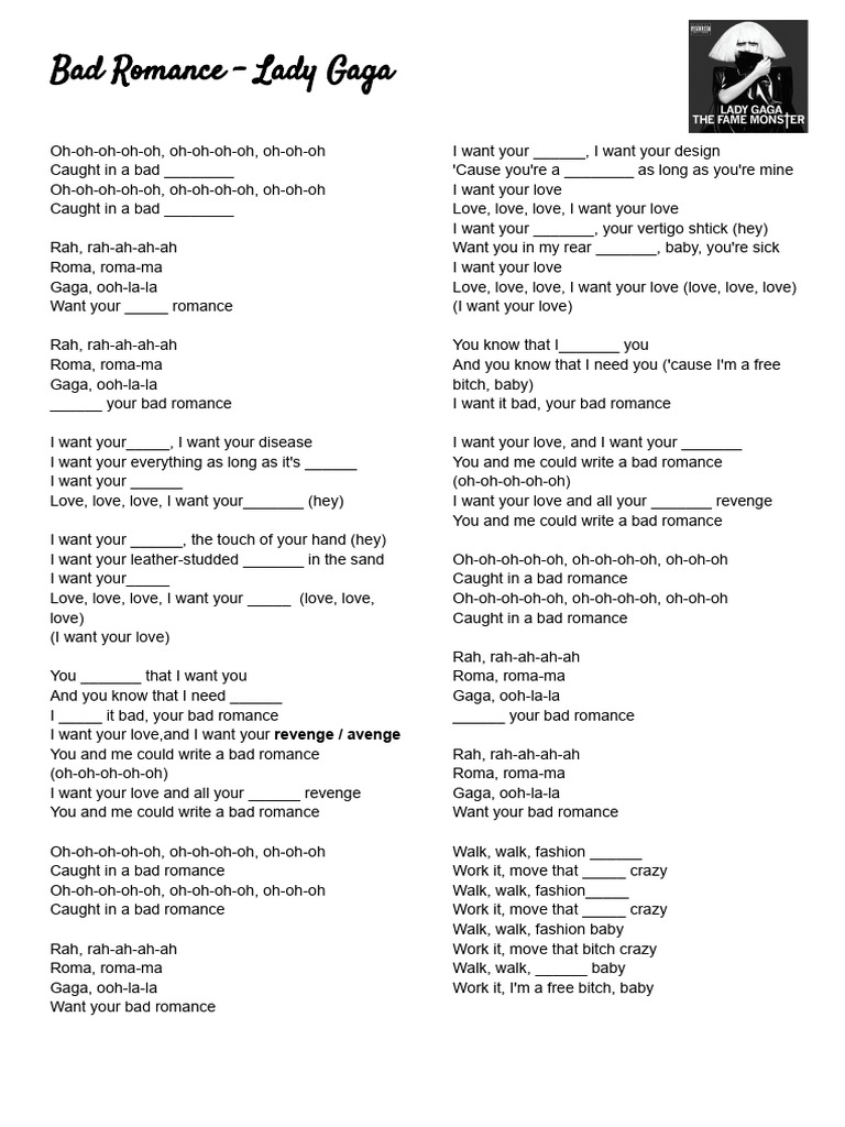 Bad Romance - Lady Gaga A2 | PDF