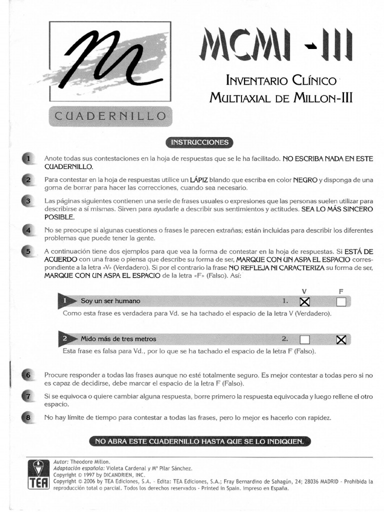 MCMI-III Cuestionario | PDF