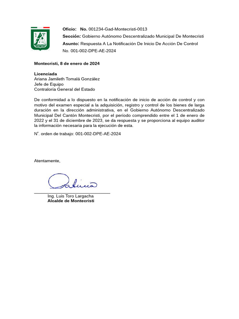 Respuesta a Notificación de Control | PDF